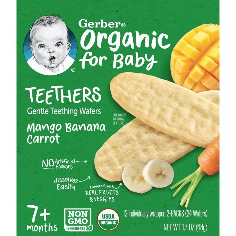 Gerber organic teething wafer baby led weaning toddler food baby Review ...